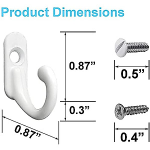 Light Switch Hooks, Chanvoo 10 Pack Wall Mounted Tiny Robe Hook with 20 Screws Wall Coat Hooks for Hanging Coat, Scarf, Bag, Towel, Key, Hat (White)