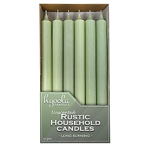 Hyoola 10 Inch Dinner Candles - 12 Pack - Light Green Tall Candles - Unscented Rustic Candles - Long Burning Candle Sticks