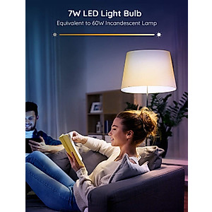 Govee Smart LED Bulbs, Bluetooth Light Bulbs, RGBWW Color Changing Light Bulbs with App Control, A19, E26, Music Sync and 8 Scene Mode for Living Room Bedroom Party, 2 Pack(Not Support WiFi/Alexa)