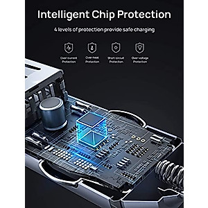 Car Charger, Car USB Charger 36W Fast Charging, JSAUX Metal Dual QC 3.0 Car Adapter with USB-C Cable[3.3ft] Compatible with Samsung Galaxy S10/S9/S8 Plus, Note 9/8, iPhone 7/8/X/XR-Grey