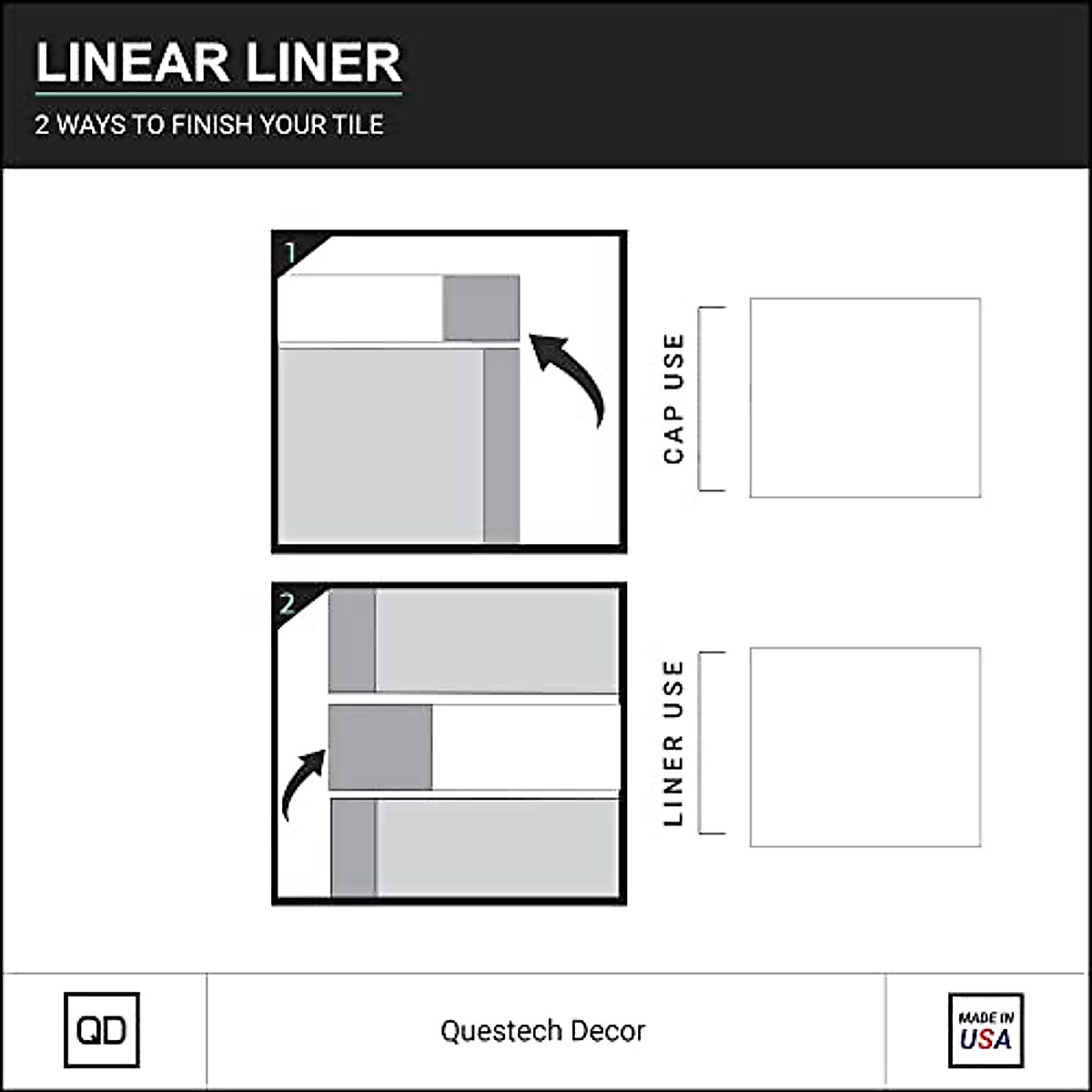 Questech Décor Tile Trim, 3/4 x 12 Inch Linear Flat Pencil Tile Edge Trim Cap, Decorative Shower Tile Liner, Kitchen Tile Border Backsplash Trim, Brushed Nickel Finish, 12 Pack
