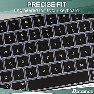 Batianda Premium Gradient Color Keyboard Cover for New MacBook Pro 14'' Pro 16'' 2024 2023 M4 M3 M2 M1 Pro/Max Chip & New MacBook Air 13 15 inch Soft-Touch Silicone Protective Skin,Black
