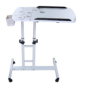 Household Computer Task Desk Office Table,Can Be Folded and Adjusted Angle,Adjustable Height,Locking Casters,2 Pieces of Separate Tabletop(Ship from US!)