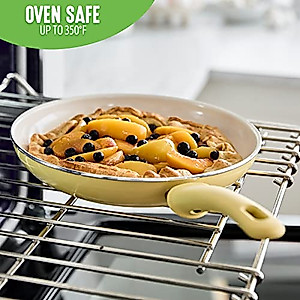 GreenLife Soft Grip Healthy Ceramic Nonstick, 7" and 10" Frying Pan Skillet Set, PFAS-Free, Dishwasher Safe, Yellow