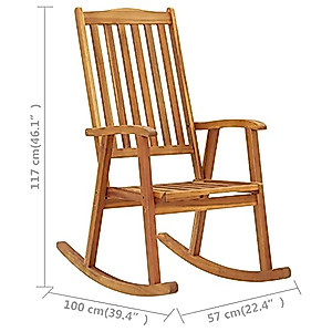 SLGSDMJ Outdoor Rocking Chair, Wooden Rustic High Back All Weather Rocker, for Indoor, Backyard & Patio Rocking Chair with Cushions Solid Acacia Wood