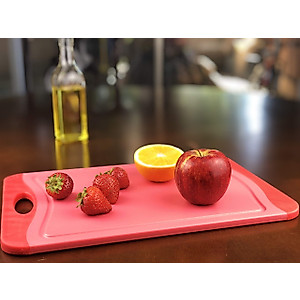 Raj Plastic Cutting Board Reversible Cutting board, Dishwasher Safe, Chopping Boards, Juice Groove, Large Handle, Non-Slip, BPA Free (X-Large, Red, Green & Orange)