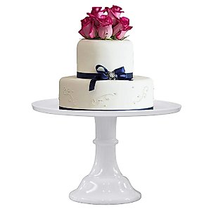 KLASKWARE Round Cake Stand 11" Melamine Cake Display Stand Dessert Cupcake Display Tray for Graduation,Wedding,Birthday,Party,Baby Shower,Anniversary,Ceremony,Christmas (White