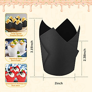 Xinlife Baking Cups 100Count Cupcake Liners Standard Tulip Baking Paper Cupcake Greaseproof Muffin Liners for Wedding Birthday Christmas Party Baby Shower Anniversaries All Festivals, Black