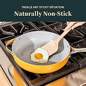 Caraway Nonstick Ceramic Cookware Set (12 Piece) Pots, Pans, 3 Lids and Kitchen Storage - Non Toxic, PTFE & PFOA Free - Oven Safe & Compatible with All Stovetops (Gas, Electric & Induction) - Cream