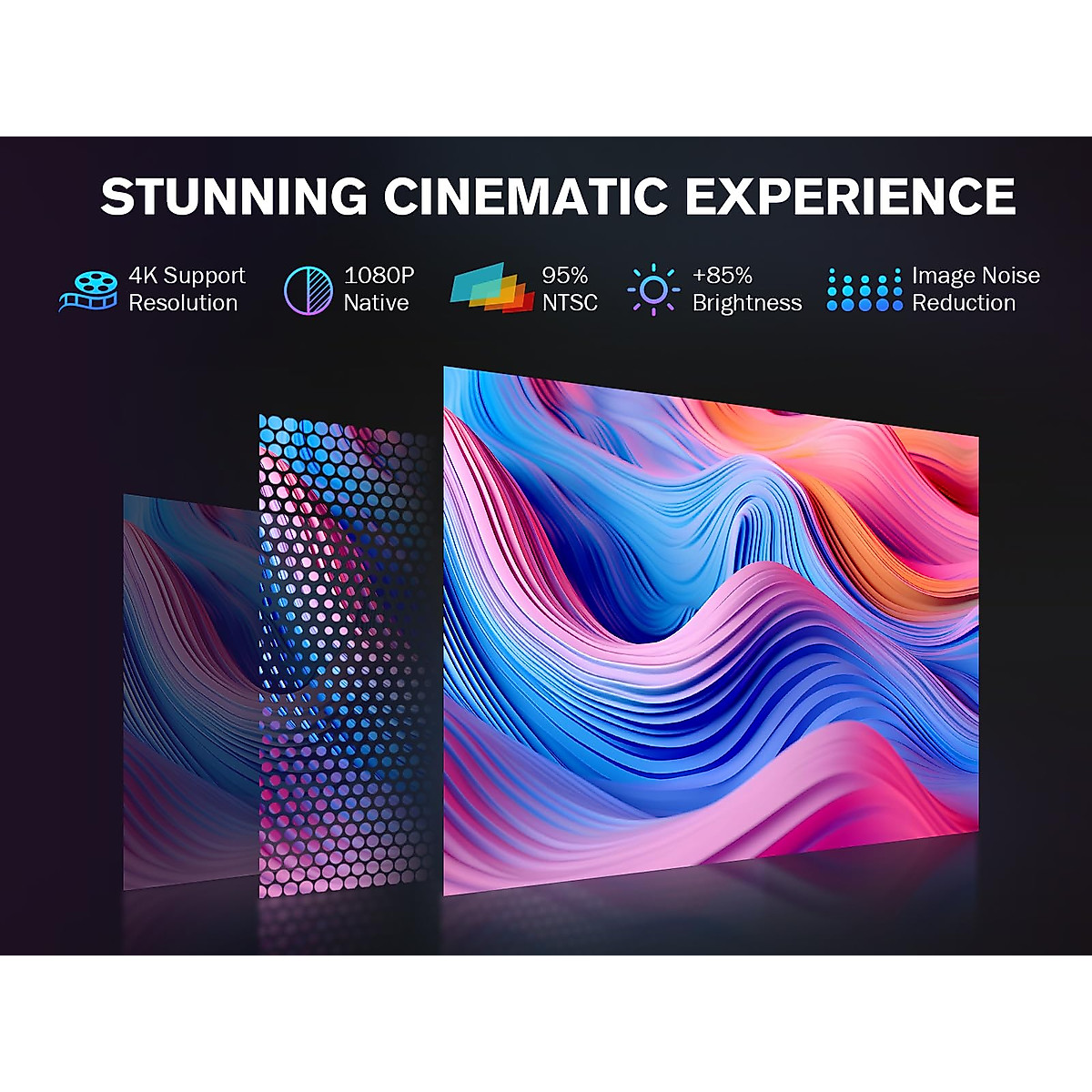 Android TV Projector 1920 x 1080P with Netflix Built in, VIZONY 800ANSI 5G WiFi Bluetooth Outdoor Projector, FHD Home Movie Projector with 4P4D/Zoom/PPT Compatible Phone/Laptop, 8000+ Apps