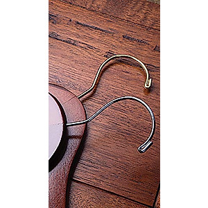 Wooden Top Hanger w/WalnutFinish, Box of 8 Hangers with Brass Swivel Hook and Notches for Hanging Straps, Great for Shirt or Dress