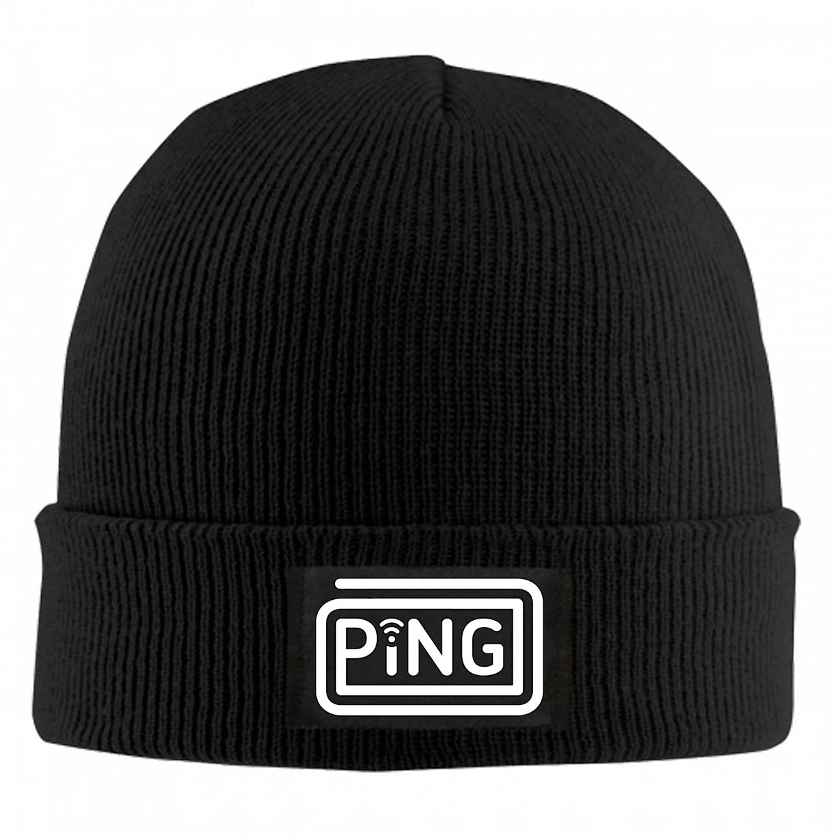 Ovjircd Ping Beanie Hat for Women Men Winter Hat Womens Cuffed Winter Beanie Warm Skull Cap Plain Knit Hat Cap Black