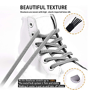 No Tie Elastic Shoe Laces, One Size Fits All Adult and Kids Shoes, Elastic Shoelaces for Sneakers Black