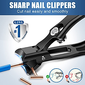 Wide Jaw Toenail Clippers with Catcher - Popular No Splash Nail Clippers for Men Seniors Thick Nails, Anti-Splash Ultra Sharp Mess Free Self Collecting Fingernail Cutter w Catching Storage