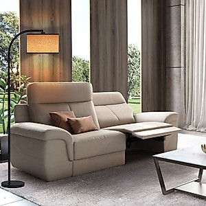 ROTTOGOON Floor Lamp for Living Room, Industrial LED Standing Lamp with 2 Lamp Shades (Grey/White), Classic Tall Reading Pole Lamp with LED Bulb, Modern Adjustable Black Floor Lamp for Bedroom Study