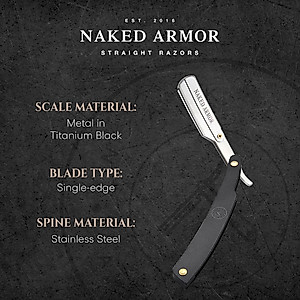 Best Shavette Straight Razor - Replaceable Blade Straight Razor, Metal Handle Shavette, No Stropping & Honing Needed, Great Starter Blade, Hygienic, Close Shave, Leather Case (Black)