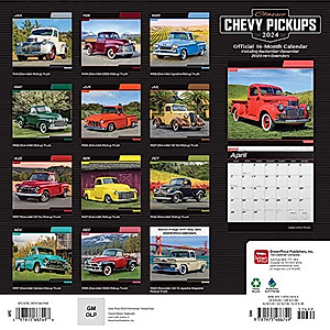 Classic Chevy Pickups OFFICIAL | 2024 12 x 24 Inch Monthly Square Wall Calendar | Foil Stamped Cover | BrownTrout | Chevrolet Motor Truck