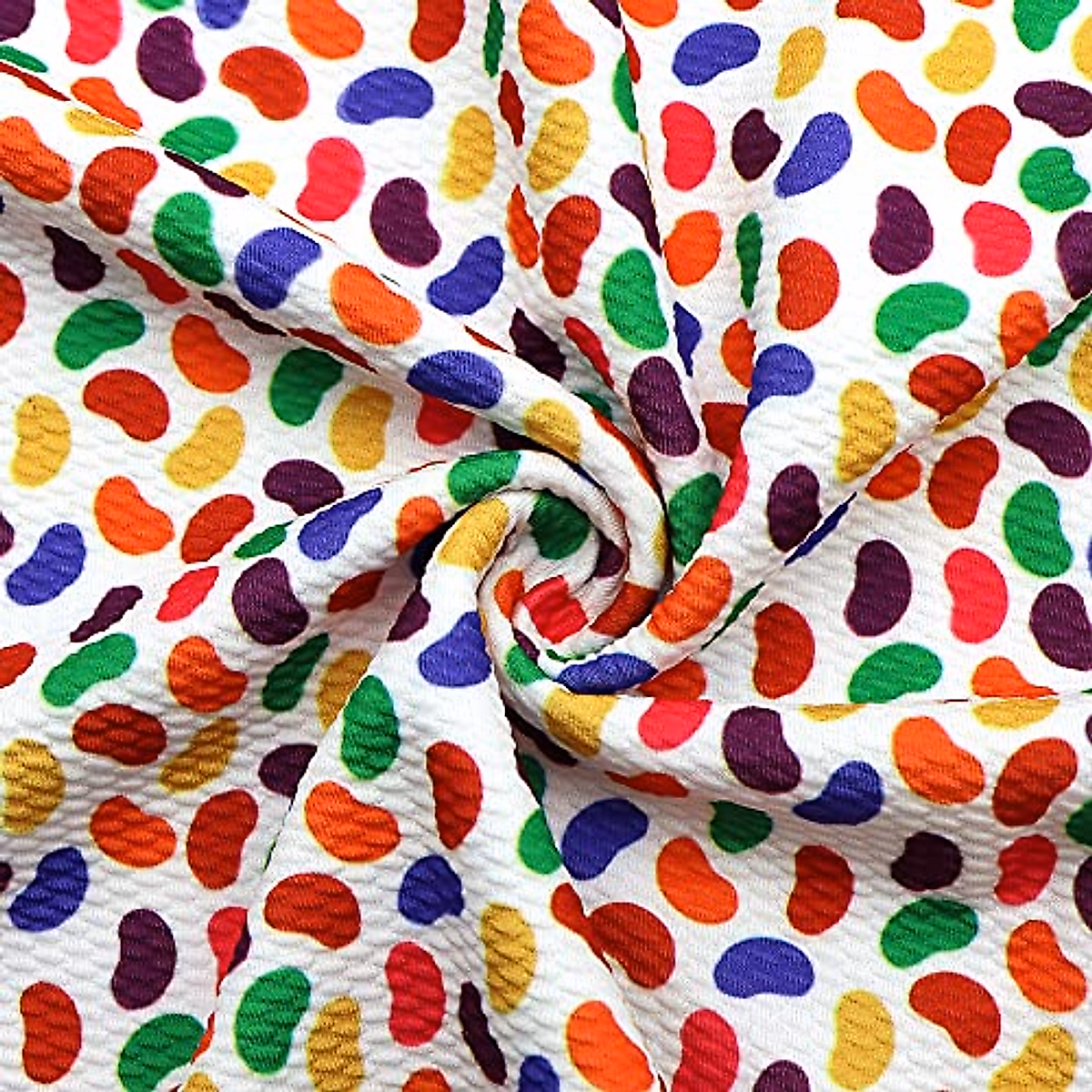David Angie Colorful Candy Printed Bullet Textured Liverpool Fabric 4 Way Stretch Spandex Knit Fabric by The Yard for Head Wrap Accessories (Bean)