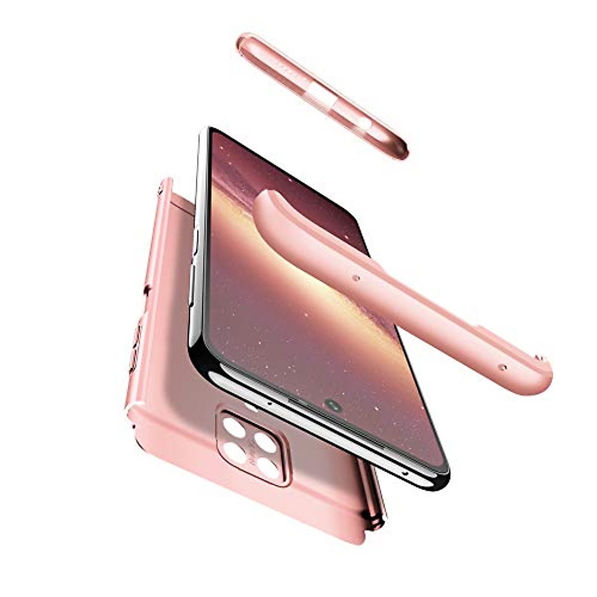 Asdsinfor Compatible with Redmi Note 9S Case 3 in 1 360 Degree Full Body Case Slim Hard PC Plastic Anti-Scratch Bumper Compatible with Xiaomi Redmi Note 9 Pro/Note 9 Pro Max 3 in 1 Rose Gold AD