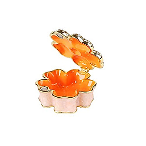 Janshe Cul Sakura Trinket Boxes Hinged Hand-Painted Enameled Flower Figurine Ornaments Craft Gift for Home Decor, Pink