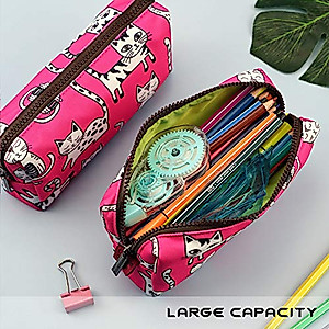 Pink Cat Pencil Case Makeup Bag Cat Lover Gift Crazy Cat Lady Toiletry Case Pouch Gifts for Teens Cosmetic Bag Kawaii Box Stationary Gadget Bag