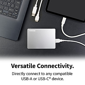 Toshiba 4TB Canvio Flex Portable External Hard Drive for Mac, Windows PC and Tablet use, Compatible with Most USB-C and USB-A Devices, Silver (HDTX140ESCAA)