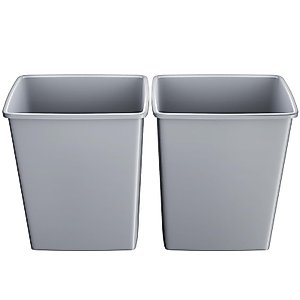 LOVMOR 35QT Kitchen Trash Can, Sturdy and Lightweight Slim Trash Can, Trash Cans for Kitchen, Workspace, Bathroom, Office, Easy to Clean, 2 Pack, Gray