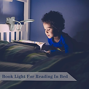 LACOKI LED Reading Light, 28 LEDs USB Rechargeable 3 Color x 3 Brightness with Safety Switch, Eye Protection Book Light for Reading in Bed, Touch Control Clip Desk Lamp (White)