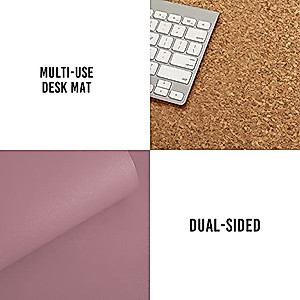 Aothia Office Desk Pad, Natural Cork & PU Leather Dual Side Large Mouse Pad, Laptop Desk Table Protector Writing Mat Easy Clean Waterproof for Office Work/Home/Decor (Purple,31.5" x 15.7")