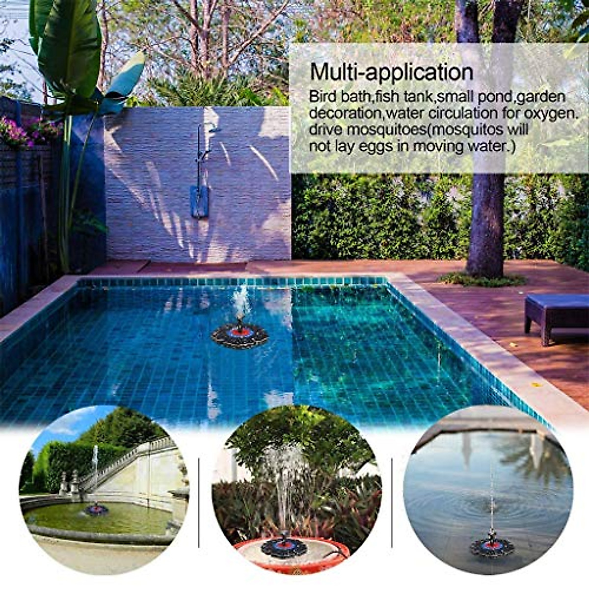 XXXDXDP Fountain Water Pumping Rose Solar Power Bird Bath plastic Fountain Water Floating Pond Garden Patio Decor environmental-friendly