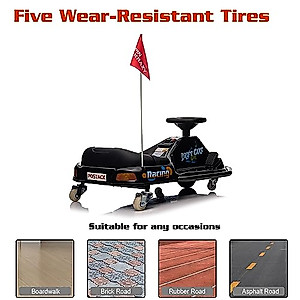 NITOESS Electric 24V Go Kart,Ride on Electric Drift Car for Kids,Ride-On Vehicle,360° Flips Drift High-Speed Car Ride on Toy,Variable Speed,Race-Styled Pedals & Rubber Wheels,USB,Music(Black)