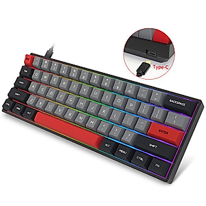 Guffercty kred GK61 60% Mechanical Keyboard 60 Percent Custom Hot Swappable Gaming Keyboard with RGB Backlit NKRO Type-C Cable for Win/PC/Mac (Gateron Optical Red, Dolch)