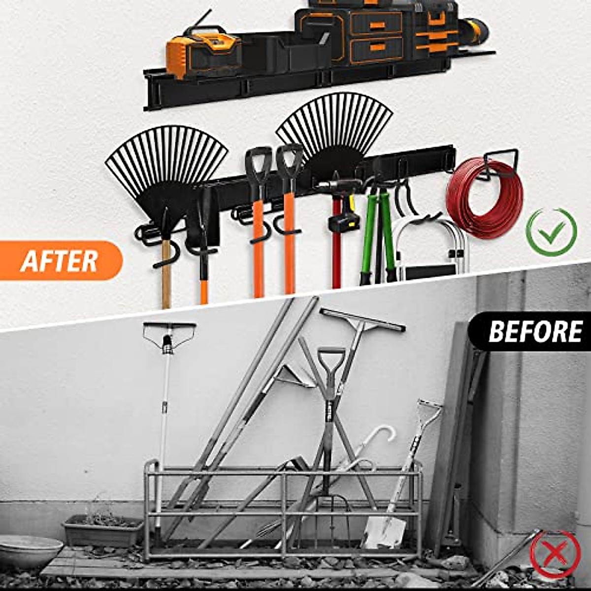 Ultrawall Tool Storage Rack with Shelf, Garage Wall Mount Organizer, Heavy Duty Steel Garage Storage Organizer Systems