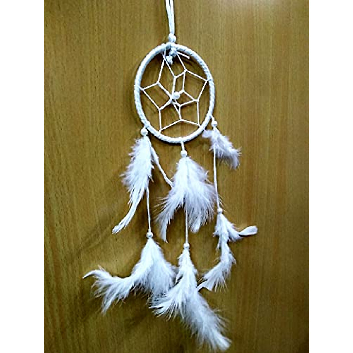FIKIMOS Dream Catchers Wall Decor, Handmade Feather Bedroom Home Car Decor Nursery Room Hanging Decoration (3" White Ring)