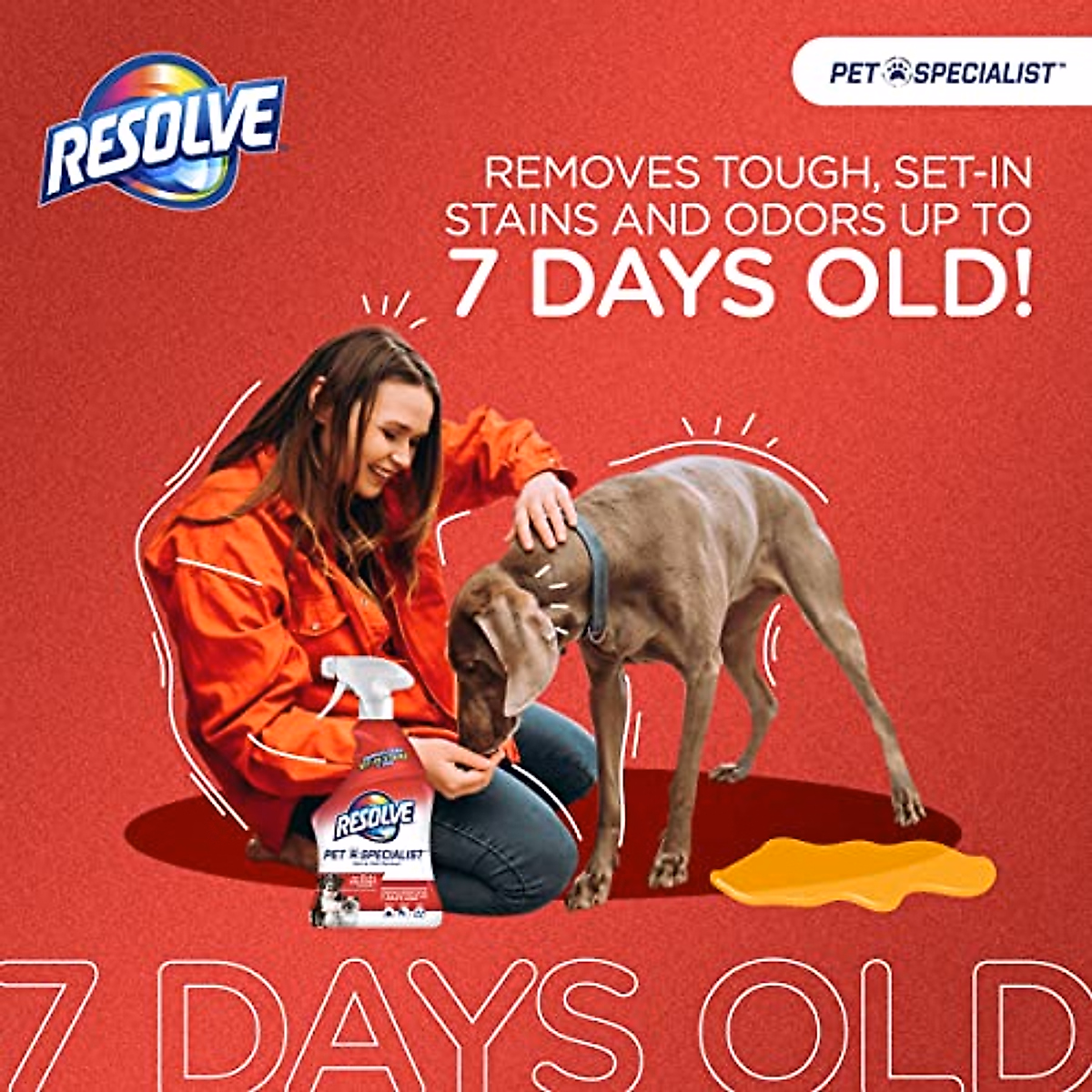 Resolve Pet Specialist Carpet Cleaner, Stain Remover and Odor eliminator trigger, Floor and Upholstery Cleaner, 32 oz (Packaging may Vary)