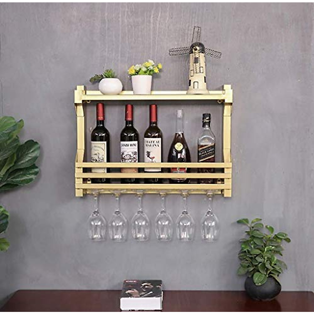 PIBM Stylish Simplicity Correction Fluid Mouse Wall-Mounted Metal Wine Rack Correction Fluid, Yellow , 60*11*43cm