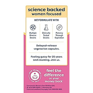 Renew Life Women's Probiotic Capsules, Supports pH Balance for Women, Vaginal, Urinary, Digestive and Immune Health, L. Rhamnosus GG, Dairy, Soy and Gluten-Free, 90 Billion CFU - 30 Ct