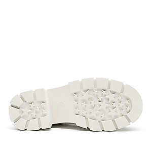 Athlefit Girls Ankle Boots Kids Comfortable Slip on Lug Sole Chelsea Booties for Toddler Little Kid Big Kid Beige Size 5