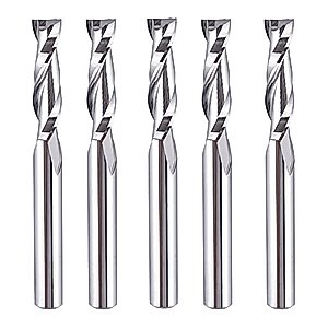 SpeTool 5Pcs Spiral Router Bits UpCut 1/4 inch Cutting Diameter 1/4 inch Shank Router Bit Set HRC55 Solid Carbide CNC End Mill for Woodworking Mortise Slot Carving Engraver