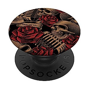 Rock'n'Roll Skulls Roses Musician Music Musical Songwriter PopSockets PopGrip: Swappable Grip for Phones & Tablets