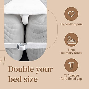 FeelAtHome Twin to King Bed Converter Kit - Bed Bridge - Twin Bed Connector King Maker - Twin & Twin XL Bed Connector to King - Twin Bed Mattress Connector Bridge - King Bed Conversion Kit (8" Class)