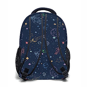 Colorful Space Star Galaxy Planet and Astronaut Holiday Leisure 17 Inch Work Backpack, Lightweight Travel Outdoor School And College Bookbag for Men and Women Teen Gifts