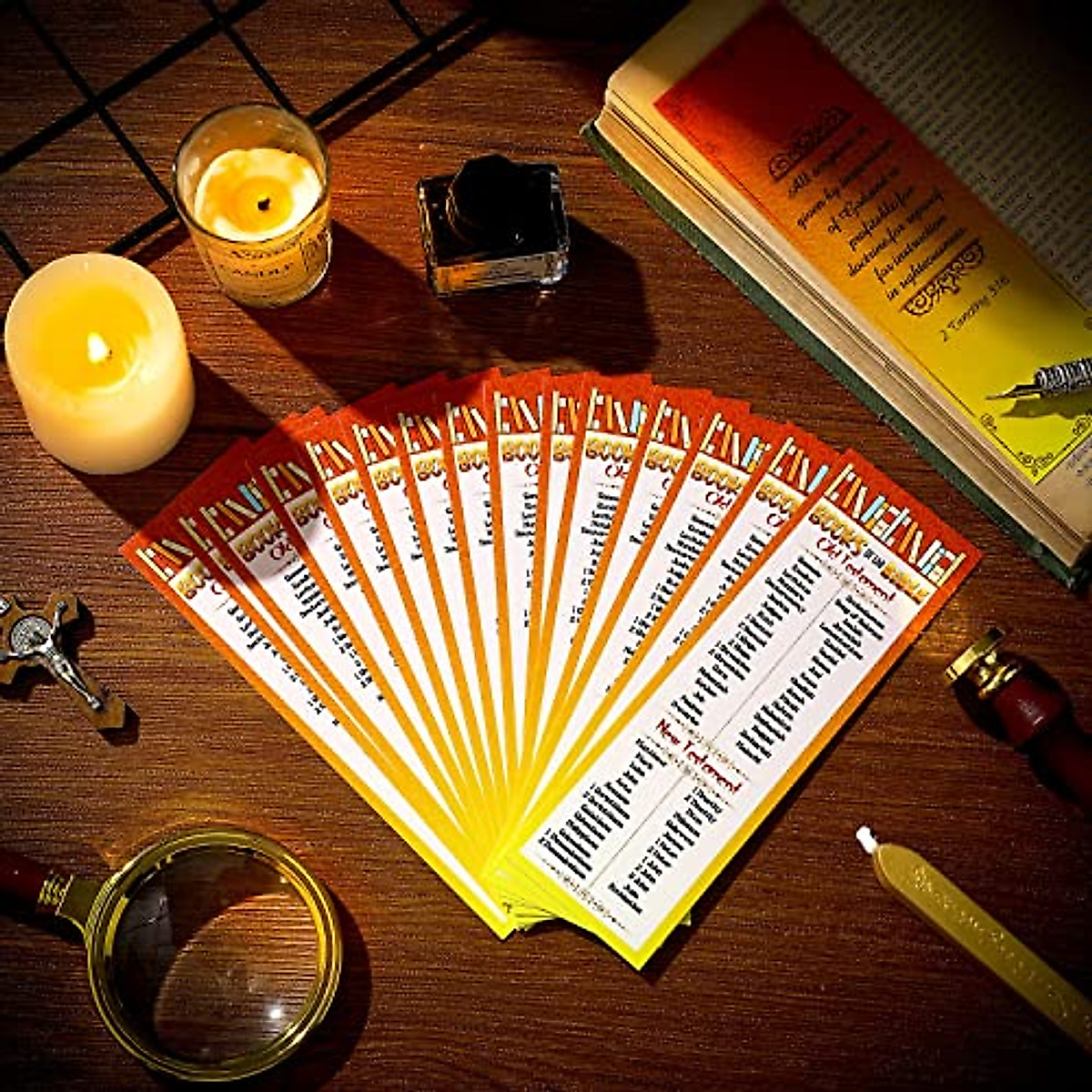 Pack of 60 Books of The Bible Bookmarks Christian Inspirational Bible Bookmark Religious Bookmarks for Readers, Kids, Teens, Men or Women Home Classroom Office Supplies, 2 x 6.5 Inches