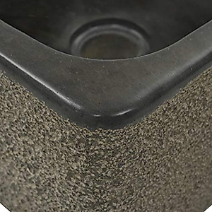 Sink 11.8"x11.8"x5.9" Riverstone Black,River Stone Sink Handmade Naturally-derived Stone Basin for Bathroom or Washroom Bathroom Fixtures, Bathroom Sinks