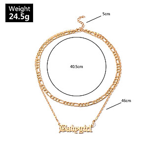Jovono Layered Necklaces Gold Figaro Necklace Chain Fashion Babygirl Pendant Necklace Chain Accessories for Women(Gold)