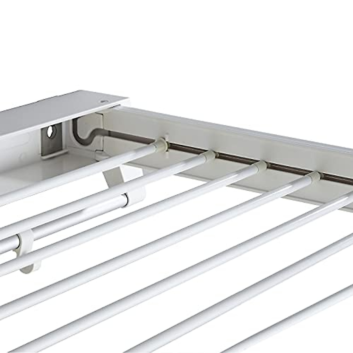 Delysia King Clothes Laundry Drying Rack，Collapsible Wall Mounted Hanger|7 Drying Rods (White)