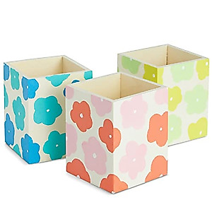 3-Pack Unfinished Wood Pencil Holder Cups for Office Supplies, Wooden Pen Organizer for Desk Organization, Classroom, Home, Accessories Storage, Arts and Crafts (3x3.5 in)