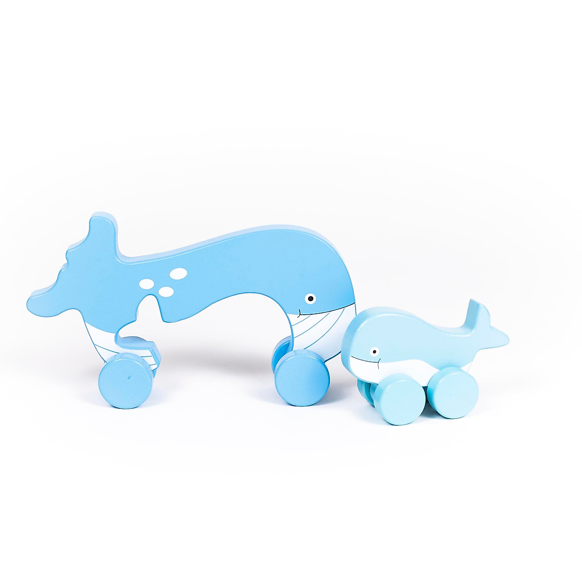 Big & Little Whale Push Toy by Jack Rabbit Creations- 2 in 1 Wooden Roller Animals- STEM Toys for Toddlers Develops Coordination- Ages 18 Months+