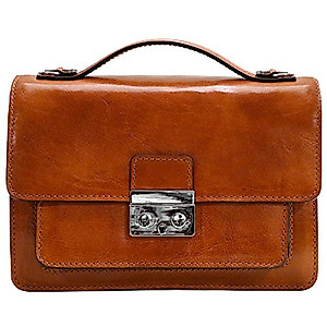 Floto Milano Mini Full Grain Leather Satchel Handbag (Olive (Honey) Brown)