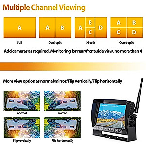 Wireless Backup Camera 7'' Monitor for RV Trailer, Extra Long Range Signal1080P Waterproof Infrared Night Vision Camera Recorder Monitor for Rear View Pickup Truck Motorhome Camper, Xroose CM1